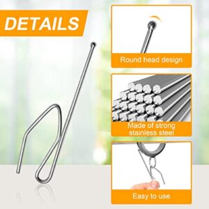 popokk 60 Pack Metal Curtain Hooks Drapery Hook Pins Slip on Drapery Hook Pins for Window Curtain,Door Curtain and Shower Curtain,Curtain Hooks for Drapes,Silver