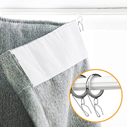 popokk 60 Pack Metal Curtain Hooks Drapery Hook Pins Slip on Drapery Hook Pins for Window Curtain,Door Curtain and Shower Curtain,Curtain Hooks for Drapes,Silver