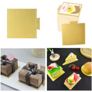 200Pcs Mini Cake Boards,Square Cake Bases,Dessert Displays Tray for Cupcakes, a Centerpiece on a Dessert Table, Cake Slices, Cupcakes, Treats, Cheesecake