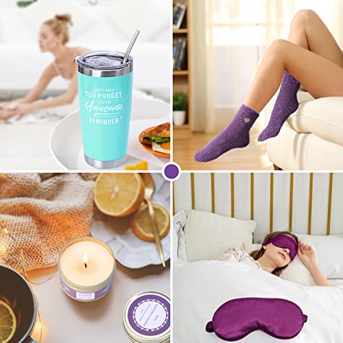 Get Well Soon Gifts for Women, Birthday Care Package, Relaxing Inspirational Women Includes Blanket Socks Stainless Steel Tumbler Mask Candle Basket Mom Sisters Friends