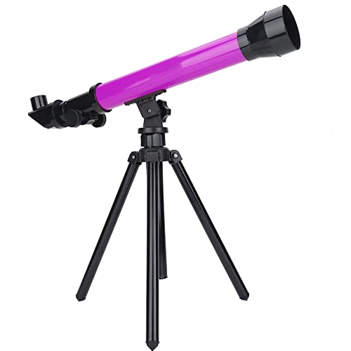 Zyyini Children's HD Telescope for Beginners, with 20X/40X/60X Interchangeable Eyepieces, Foldable Adjustable Tripod Space Astronomical Telescope(Purple)