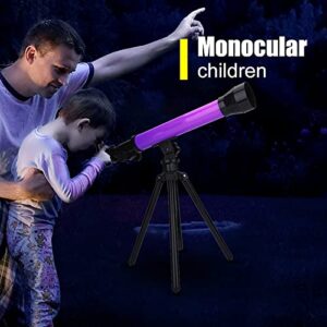 Zyyini Children's HD Telescope for Beginners, with 20X/40X/60X Interchangeable Eyepieces, Foldable Adjustable Tripod Space Astronomical Telescope(Purple)