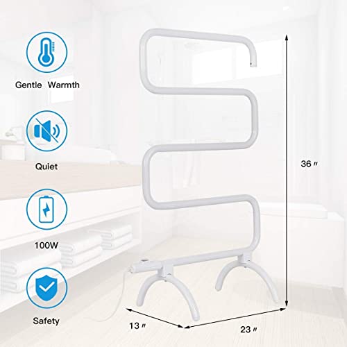 MAT EXPERT Wall-Mounted Towel Warmer, 120W Freestanding Heated Towel Rail, 5 Iron Bar Plug-in Heated Towel Drying Rack, Towel Dryer for Spa/Massage, Ideal for Bathroom/Kitchen