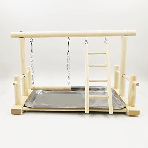 RoseFlower Parrot Playstand Bird Playground Wood Perch Gym Playpen with Feeder Cup Ladder Swing Tray - Play Stand Exercise Toys Cage Accessories Playgym for Pet Cockatiel Parakeets Budgie #2