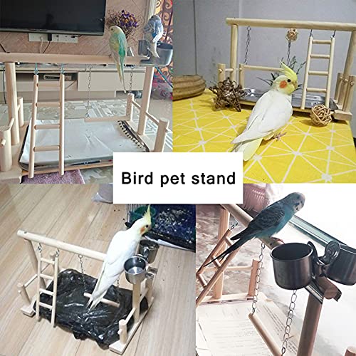 RoseFlower Parrot Playstand Bird Playground Wood Perch Gym Playpen with Feeder Cup Ladder Swing Tray - Play Stand Exercise Toys Cage Accessories Playgym for Pet Cockatiel Parakeets Budgie #2