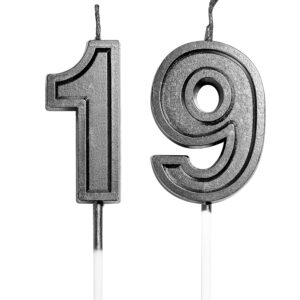 19th & 91st birthday candles number 19 91 cake topper happy birthday decoration for women men girls boys party wedding anniversary celebration (black)