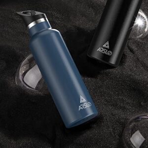 Arslo Insulated Stainless Steel Water Bottles, Double Wall Water Bottle With Straw, Vacuum Insulated Bottle Keep Cold 24 Hours, Wood Grain