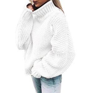 gerichy womens sweaters,women crewneck long sleeve oversized cable knit chunky pullover short sweater dresses white