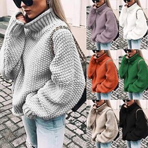 Gerichy Womens Sweaters,Women Crewneck Long Sleeve Oversized Cable Knit Chunky Pullover Short Sweater Dresses White