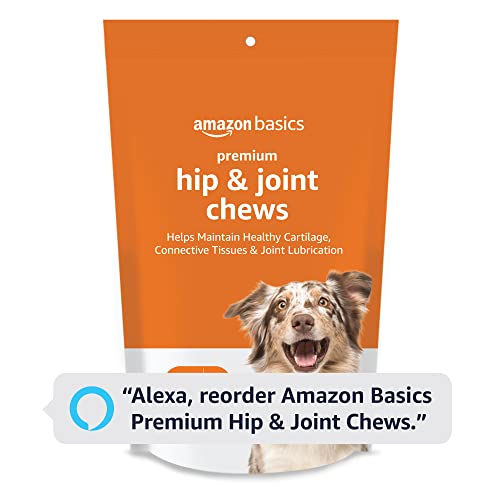 Amazon Basics Premium Dog Hip & Joint Supplement Chews with EPA and DHA, Chicken Liver Flavor, 120 Count (Previously Solimo)