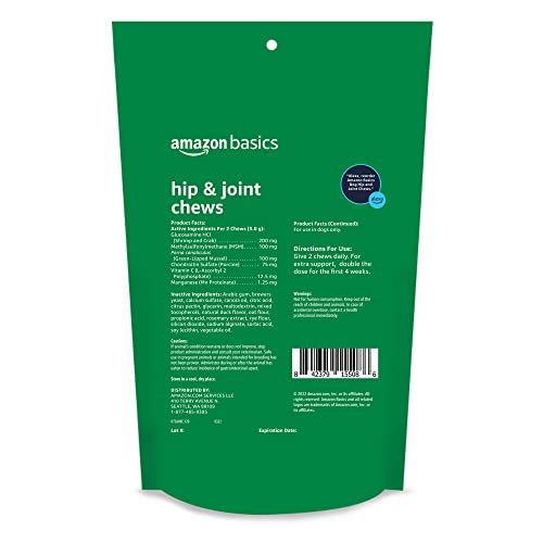 Amazon Basics Dog Hip & Joint Supplement Chews, Natural Duck Flavor, 120 Count (Previously Solimo)