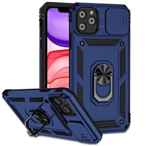 hitaoyou iphone 11 pro max cases, iphone 11 pro max case with camera cover & kickstand military grade shockproof heavy duty protective with magnetic car mount holder cases for iphone 11 pro max blue