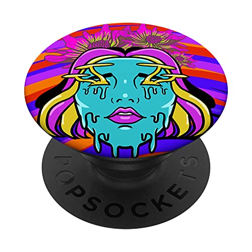 Trippy Flower Girl Psychedelic Magic Mushroom Hallucinogenic PopSockets Swappable PopGrip