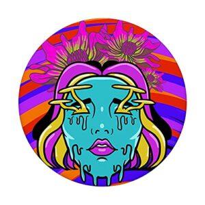 Trippy Flower Girl Psychedelic Magic Mushroom Hallucinogenic PopSockets Swappable PopGrip