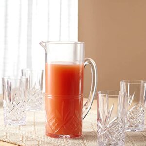 Godinger Pitcher, Acrylic Water Pitcher with Handle, Water Jug, Shatterproof and BPA Free - Dublin Collection, 1.7L