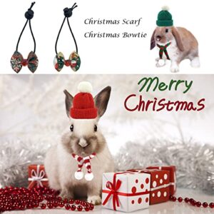 Vehomy Small Animal Christmas Costume - 8PCS Christmas Rabbit Woolen Hats Xmas Guinea Pig Santa Claus Hat Bunny Bowties and Scarfs for Hamster Chinchilla Hedgehog and Other Similar Small Pet