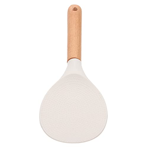 HEMOTON Silicone Rice Paddle Rice Spoon Nonstick Heat- resistant Rice Scooper Rice Spatula Cooking Utensil for Sushi Rice Mashed Potato White