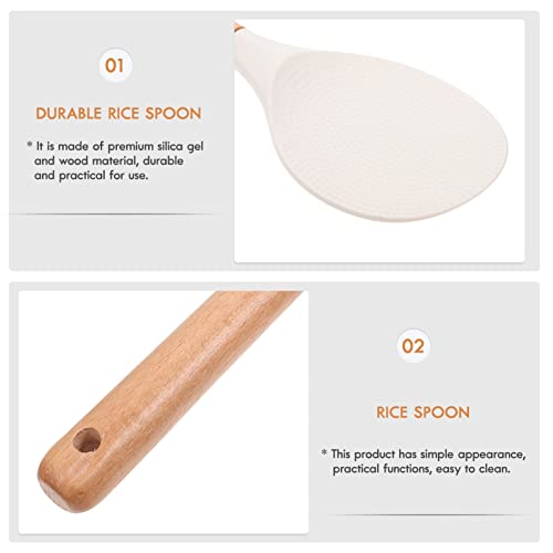 HEMOTON Silicone Rice Paddle Rice Spoon Nonstick Heat- resistant Rice Scooper Rice Spatula Cooking Utensil for Sushi Rice Mashed Potato White