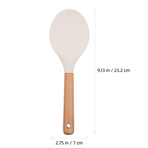 HEMOTON Silicone Rice Paddle Rice Spoon Nonstick Heat- resistant Rice Scooper Rice Spatula Cooking Utensil for Sushi Rice Mashed Potato White