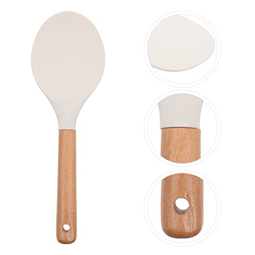 HEMOTON Silicone Rice Paddle Rice Spoon Nonstick Heat- resistant Rice Scooper Rice Spatula Cooking Utensil for Sushi Rice Mashed Potato White