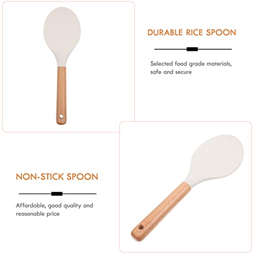 HEMOTON Silicone Rice Paddle Rice Spoon Nonstick Heat- resistant Rice Scooper Rice Spatula Cooking Utensil for Sushi Rice Mashed Potato White