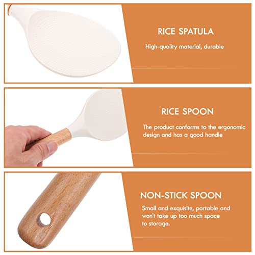 HEMOTON Silicone Rice Paddle Rice Spoon Nonstick Heat- resistant Rice Scooper Rice Spatula Cooking Utensil for Sushi Rice Mashed Potato White