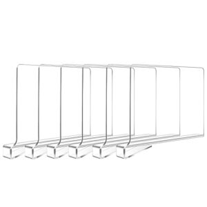 hiziwimi 6pcs clear acrylic shelf dividers, multifunctional shelf separators, adjustable clothes organizer, clear organizer, wooden wardrobe, kitchen and office shelf