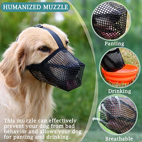 Dog Muzzle, Soft Mesh Covered Muzzles for Small Medium Large Dogs, Poisoned Bait Protection Muzzle with Adjustable Straps, Prevent Biting Chewing and Licking