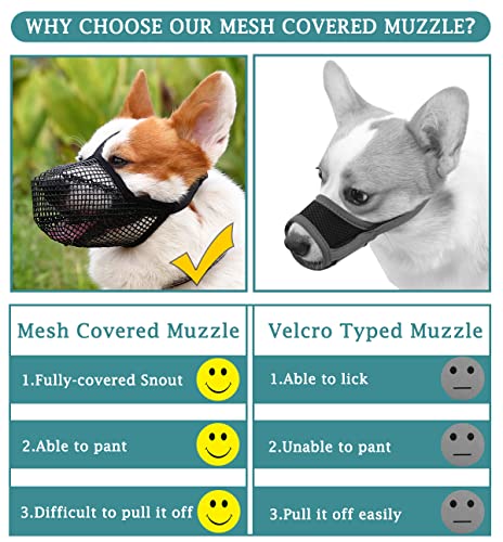 Dog Muzzle, Soft Mesh Covered Muzzles for Small Medium Large Dogs, Poisoned Bait Protection Muzzle with Adjustable Straps, Prevent Biting Chewing and Licking