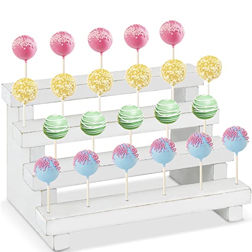 Cake Pop Stand Holder for Display, 22 Hole Solid Wood Lollipop Stand Holder for Weddings Baby Showers Birthday Parties Anniversaries Cake Pop Holder Cake Pop Stand (22 Hole)