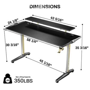 EUREKA ERGONOMIC & Call of DutyⓇ Gaming Desk,55 Inch Gaming Computer Desk with RGB Led Lights, Gamer Desk with Large Monitor Stand Shelf, Dual Headphone Hook Gaming Table Computer Home Office Desk