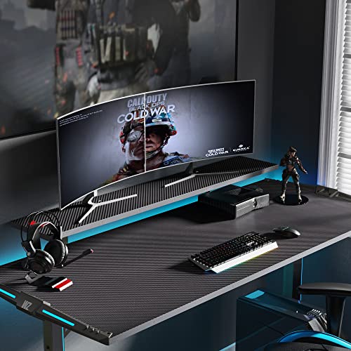 EUREKA ERGONOMIC & Call of DutyⓇ Gaming Desk,55 Inch Gaming Computer Desk with RGB Led Lights, Gamer Desk with Large Monitor Stand Shelf, Dual Headphone Hook Gaming Table Computer Home Office Desk