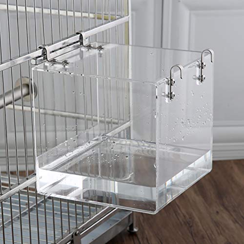 Suremita Hanging Bird Bath Cube Bird Bathtub Bath Shower Box Bowl Cage Accessory for Small Bird Canary Budgerigar Parrots Crested Myna Cockatiel