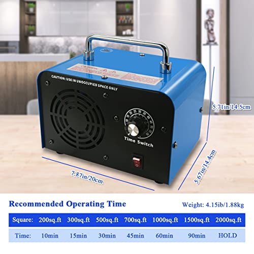 Commercial Ozone Generator 10,000mg/h, Industrial Ozone Machine Odor Remover, High Capacity of Multipurpose Ozone Purifier, with Carry Handle, for Home, Bar, Farm and Restaurant (Blue)