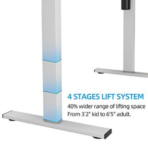 soges Electric Standing Desk Height Adjustable Computer Desk Sit Stand Desk Home Office Desks White Standing Desk, 55 Inch Large Standing Desk, White