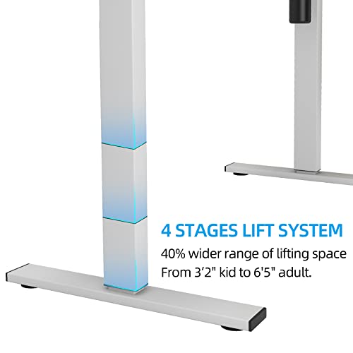 soges Electric Standing Desk Height Adjustable Computer Desk Sit Stand Desk Home Office Desks White Standing Desk, 55 Inch Large Standing Desk, White