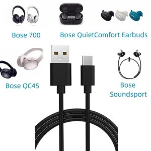 Sqrmekoko Power Supply Charger Cable Compatible with Bose Noise Headphones 700, Bose Sport Earbuds, Bose SleepBuds 2, QuietComfort Earbuds, QuietComfort 45 QC45 Headphones-3.3ft