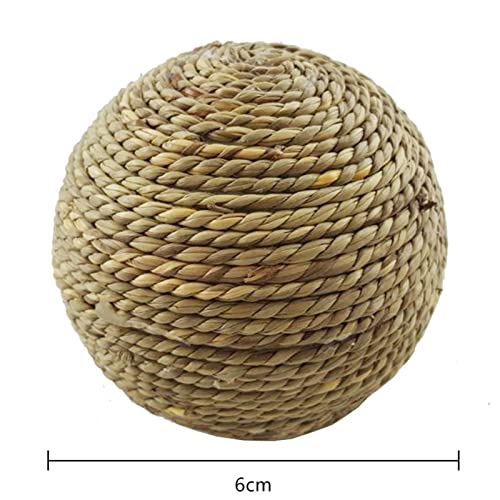 6cm/2.36" ​Rabbit Chewing Natural Grass Ball Toy Rolling Ball Chew Toy for Rabbits Guinea Pigs Chinchilla Bunny Teeth Cleaning Pet Cage Entertainment Molar Tool