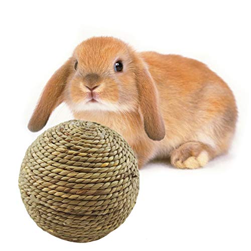 6cm/2.36" ​Rabbit Chewing Natural Grass Ball Toy Rolling Ball Chew Toy for Rabbits Guinea Pigs Chinchilla Bunny Teeth Cleaning Pet Cage Entertainment Molar Tool