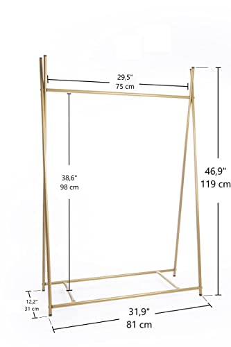 British Style Sturdy Clothes Rack Garment Rack Metal Clothes Rack,Industrial Clothing Rack,Heavy Duty Clothes Rack,Portable Clothing Rack Hanging Clothes Rack for Small Spaces and Rooms Gold,Black,White (Gold)