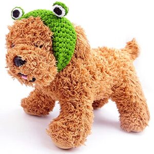 Quiet Ear Small Cats Dog Frog Costume Hats Pet Headband Buttoned Handmade Knitted (Headgear)