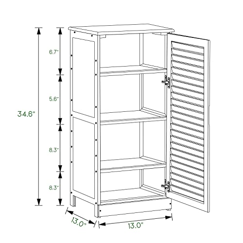 MoNiBloom 4 Tier Storage Cabinet Free Standing with Shutter Door, Bamboo Shoes Organizer Rack for 6-10 Pairs Bedroom Entryway Hallway, Natural