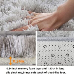 wxnzsl Fluffy Bedroom Rug 3x5 Fuzzy Shaggy Floor Carpet, Soft Plush Furry Rug for Living Room/Girls/Boys Room - Light Gray