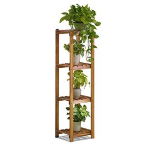 monibloom wood plant stand indoor, 4 tier tall plant shelf pot flower stands display rack holder outdoor, planter stands shelves for corner living room balcony