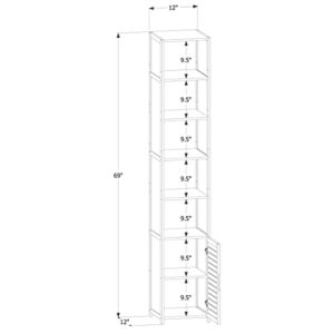 MoNiBloom Tall 7 Tier Bookcase with Door, Bamboo Freestanding Display Storage Cabinet Shelves Collection Decor Furniture for Home Living Room Bedroom, Brown