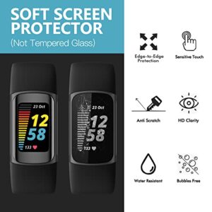 EZCO 4-Pack Screen Protector Compatible with Fitbit Charge 6/5, 3D Full Coverage Screen Protector Cover Film Accessories for Charge 6 5 Smart Watch [Anti-Scratch][Crystal Clear]