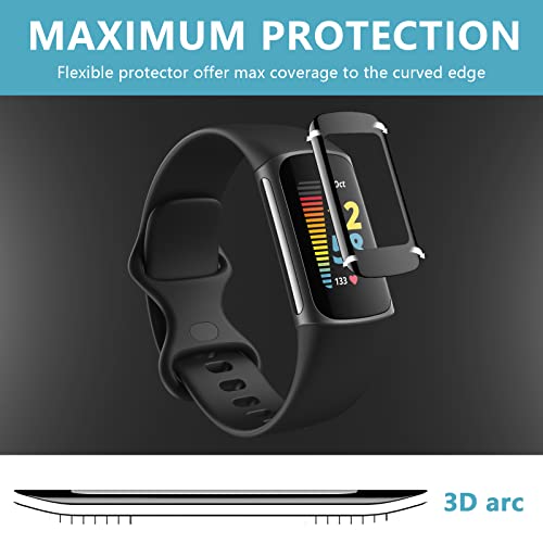 EZCO 4-Pack Screen Protector Compatible with Fitbit Charge 6/5, 3D Full Coverage Screen Protector Cover Film Accessories for Charge 6 5 Smart Watch [Anti-Scratch][Crystal Clear]