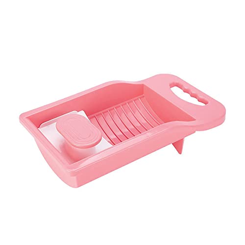 Mini Hand Washboard for Laundry Hand Washing Clothes Underwear Sock Washing Board Plastic Non-Slip Laundry Board Wash Basin for Home Travel (Pink)