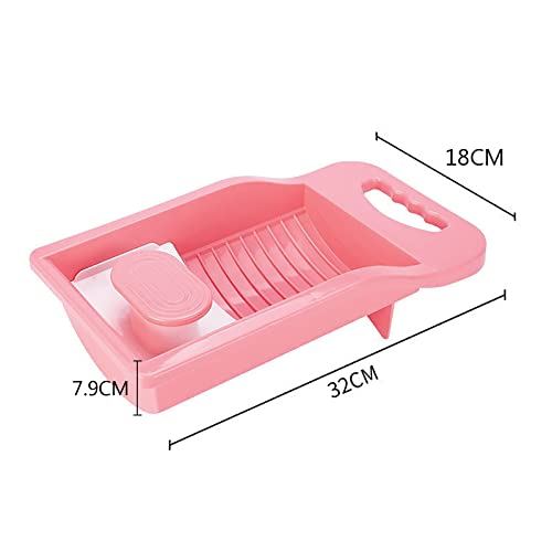 Mini Hand Washboard for Laundry Hand Washing Clothes Underwear Sock Washing Board Plastic Non-Slip Laundry Board Wash Basin for Home Travel (Pink)