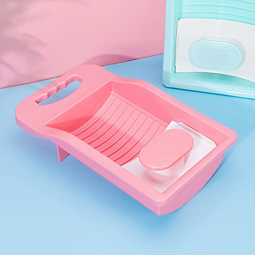 Mini Hand Washboard for Laundry Hand Washing Clothes Underwear Sock Washing Board Plastic Non-Slip Laundry Board Wash Basin for Home Travel (Pink)